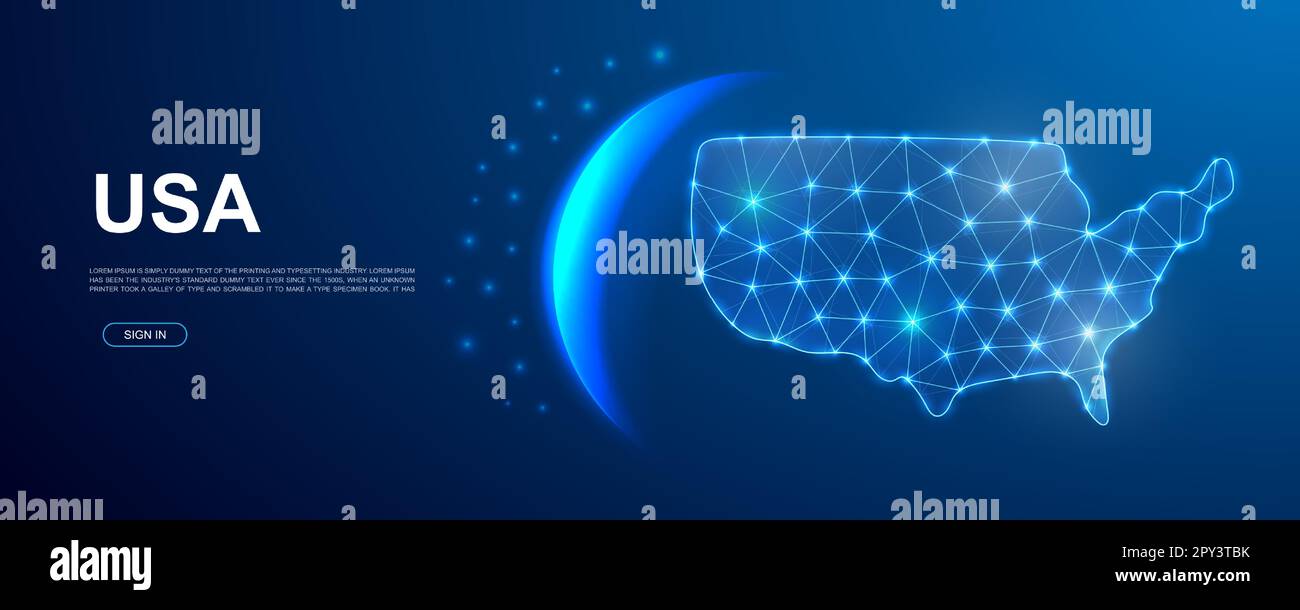 USA 3d polygonal symbol for website template. Low poly Country map ...