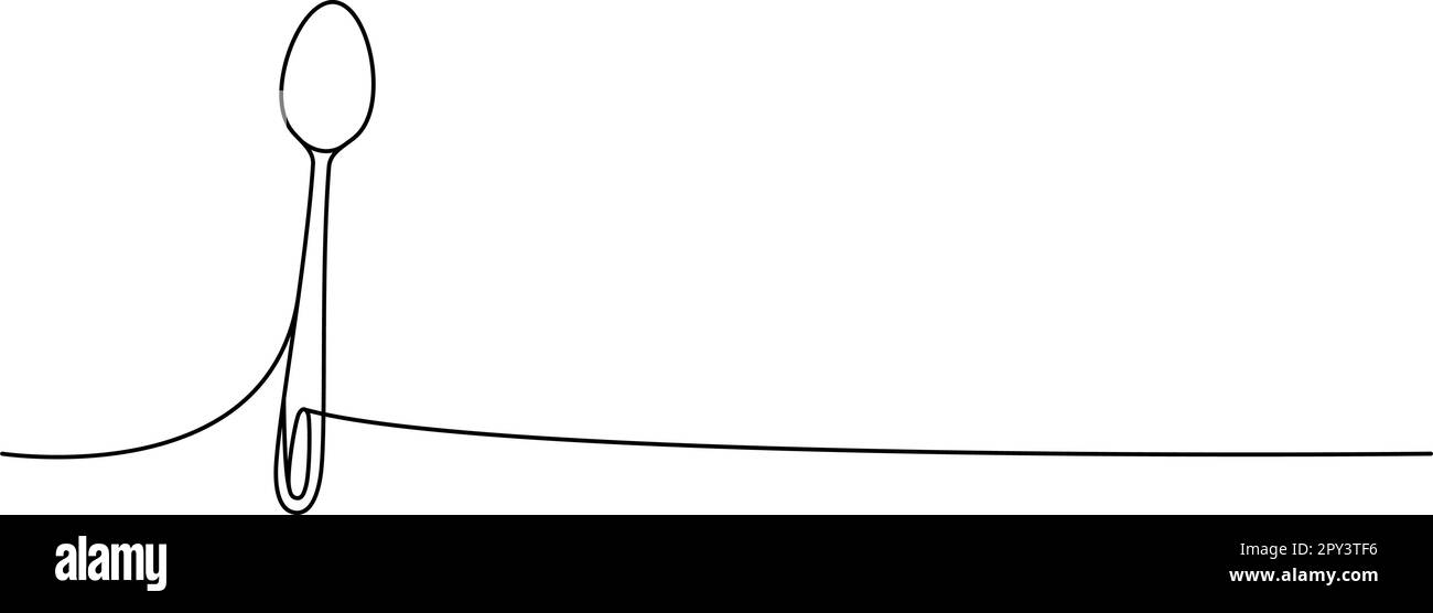 Kitchen spoon one line continuous drawing. Kitchen tools continuous one ...