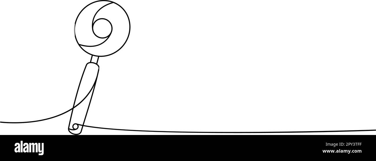 Wheel pizza cutter one line continuous drawing. Kitchen tools ...