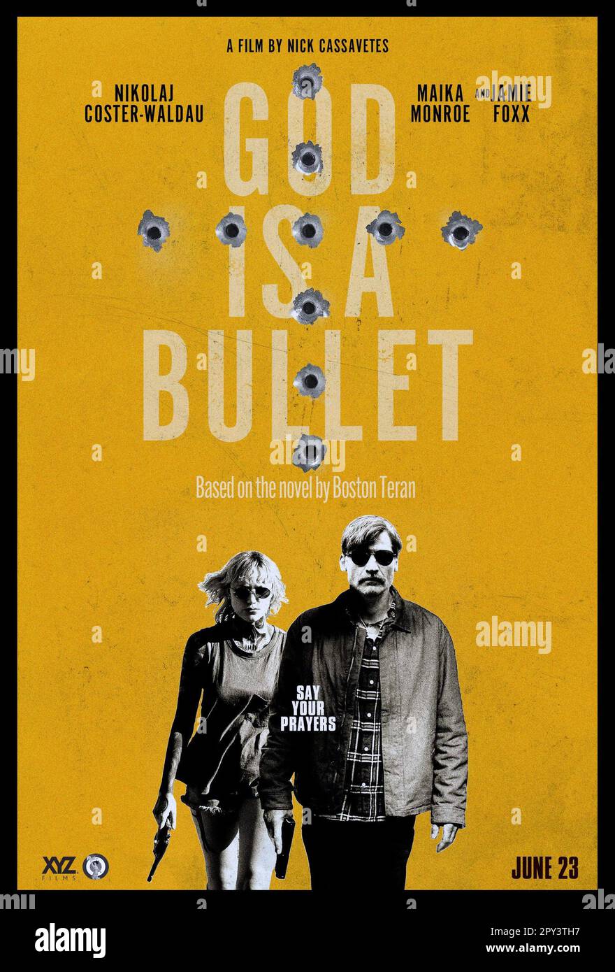GOD IS A BULLET, poster, from left: Maika Monroe, Nikolaj Coster-Waldau ...