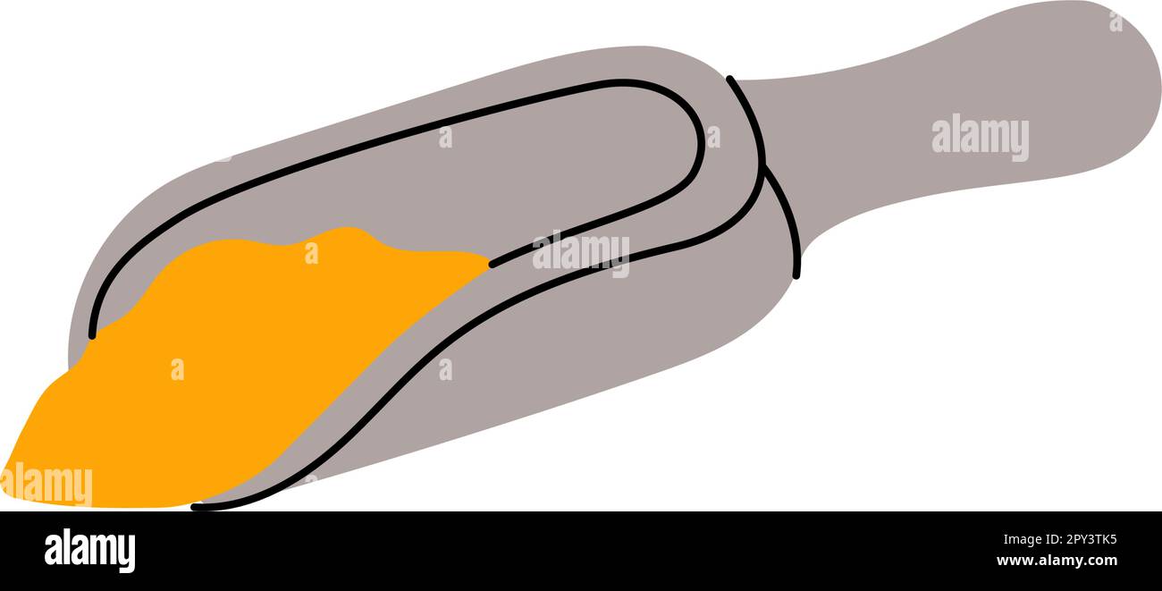 Wooden scoop with flour icon. Bakery pastry products silhouette. Vector ...