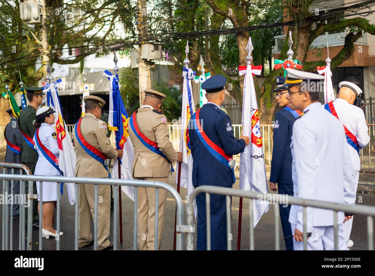 Salvador, Bahia, Brazil - September 07, 2022: Armed forces soldiers are ...