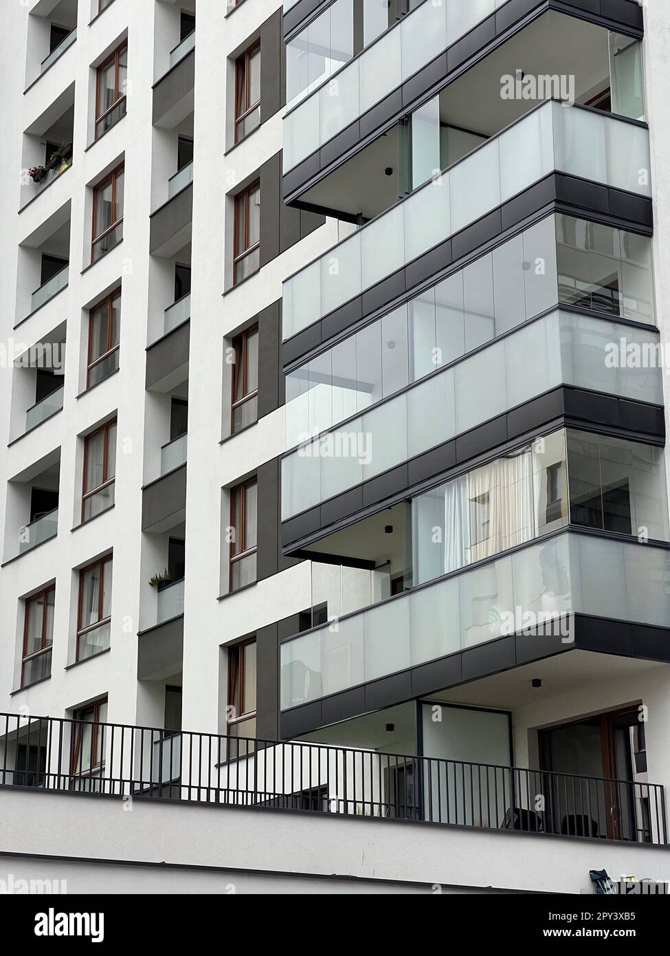 Exterior of modern residential building with balconies Stock Photo - Alamy