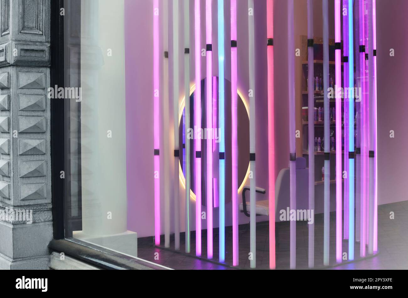 Storefront of shop with creative modern illumination Stock Photo - Alamy