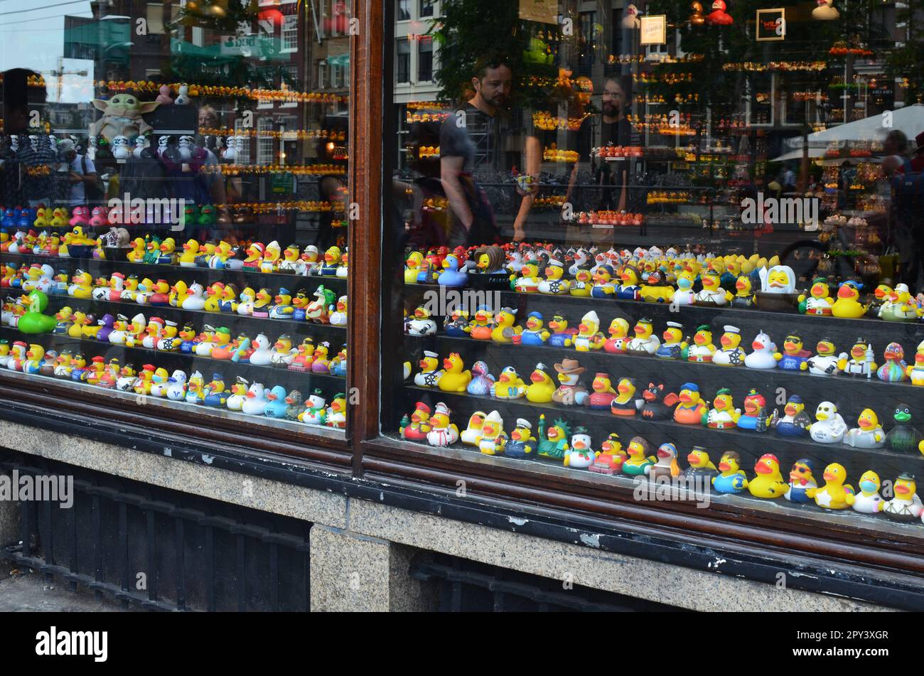 Amsterdam, Netherlands - June 18, 2022: Many toys on shelves in Duck ...
