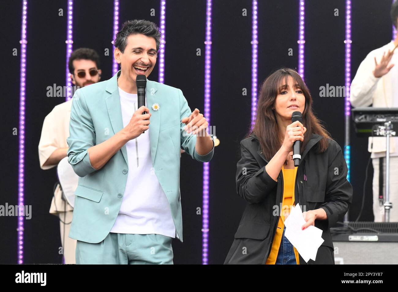 Biggio and Ambra Angiolini during the Concertone Primo Maggio, May 1 ...