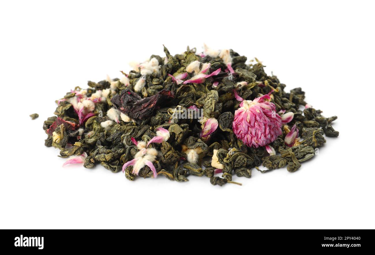 Pile of aromatic herbal tea isolated on white Stock Photo - Alamy