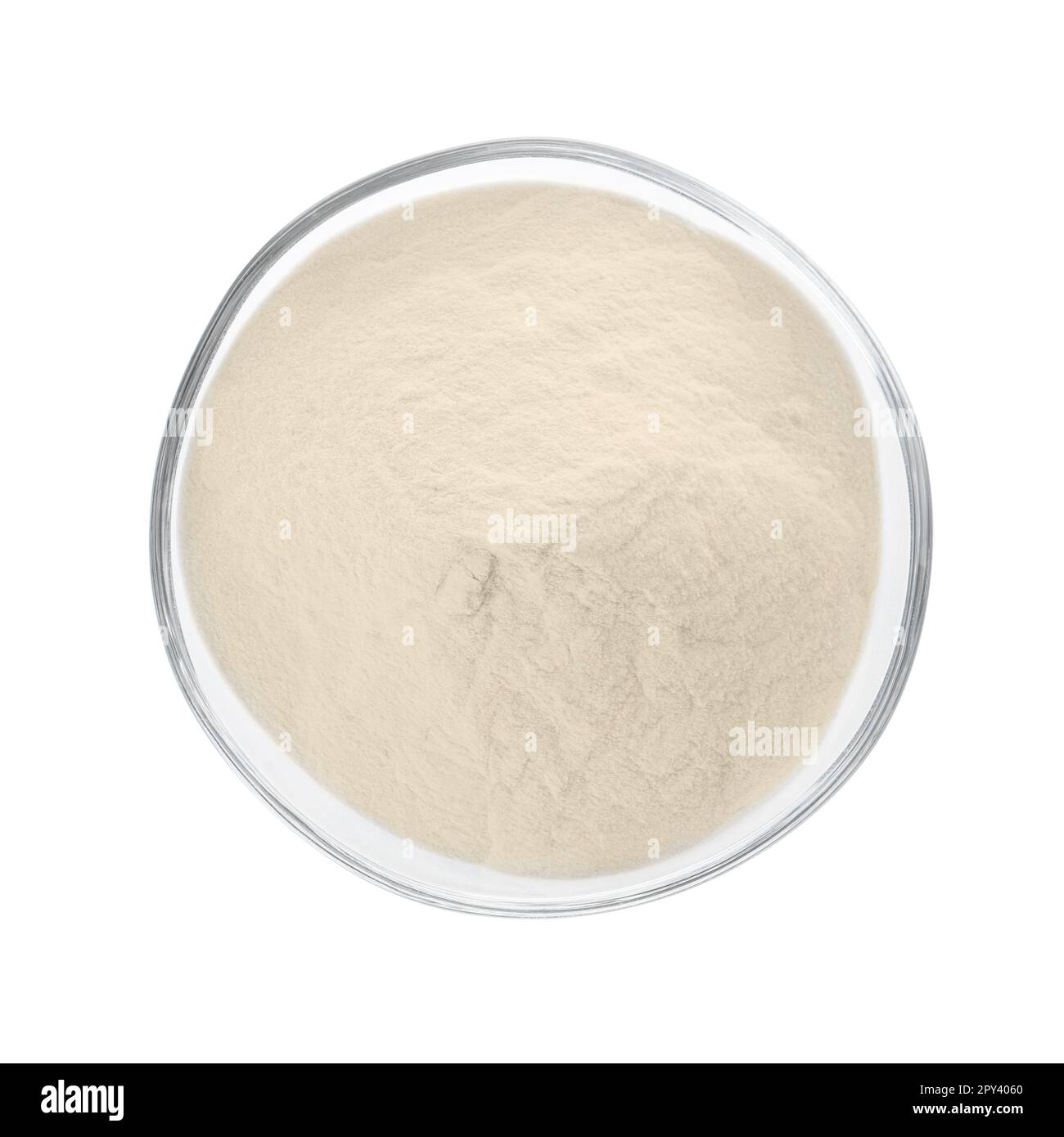 Bowl of agar-agar powder isolated on white, top view Stock Photo - Alamy