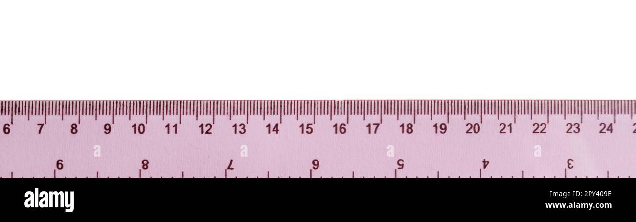 Plastic pink ruler isolated on white, top view Stock Photo - Alamy