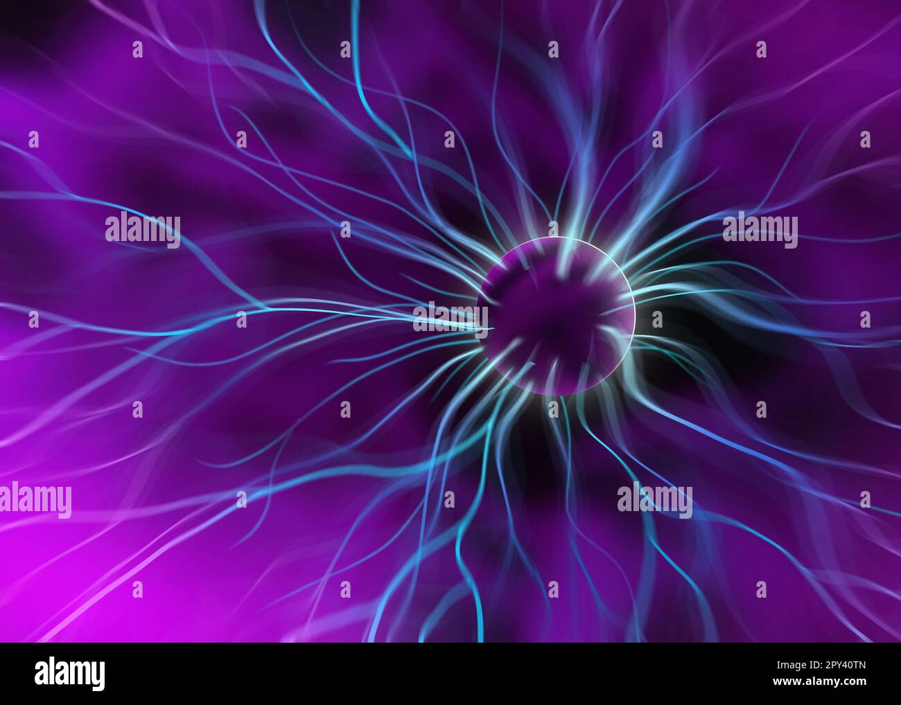 Plasma globe on black background, illustration. Physics Stock Photo - Alamy