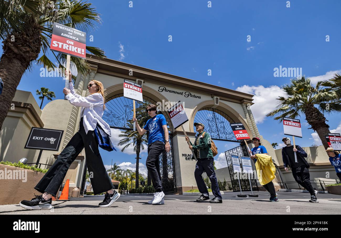 Hollywood, USA. 02nd May, 2023. Writers Guild of America members are on ...
