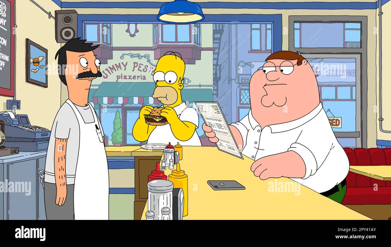 FAMILY GUY, from left: Bob Belcher, Homer Simpson, Peter Griffin (voice: Seth MacFarlane ...