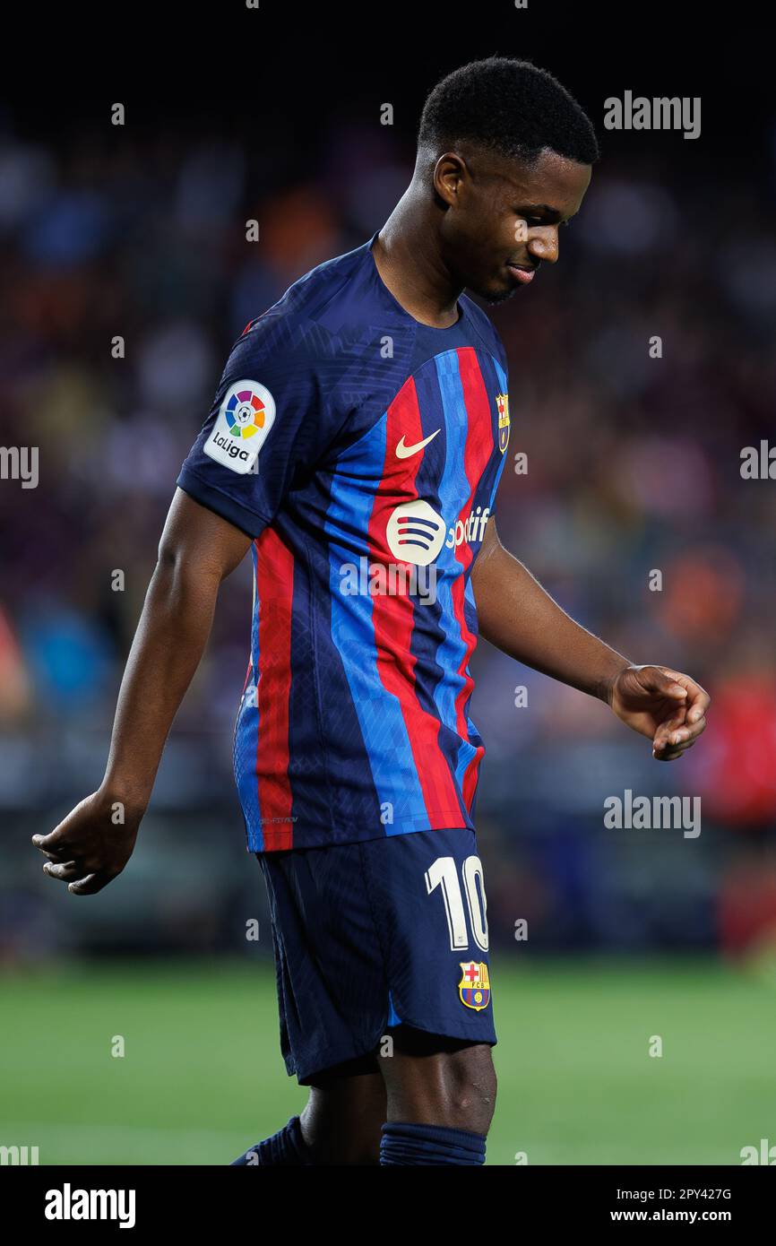 Barcelona, Spain. 2nd May, 2023. Ansu Fati in action during the LaLiga ...