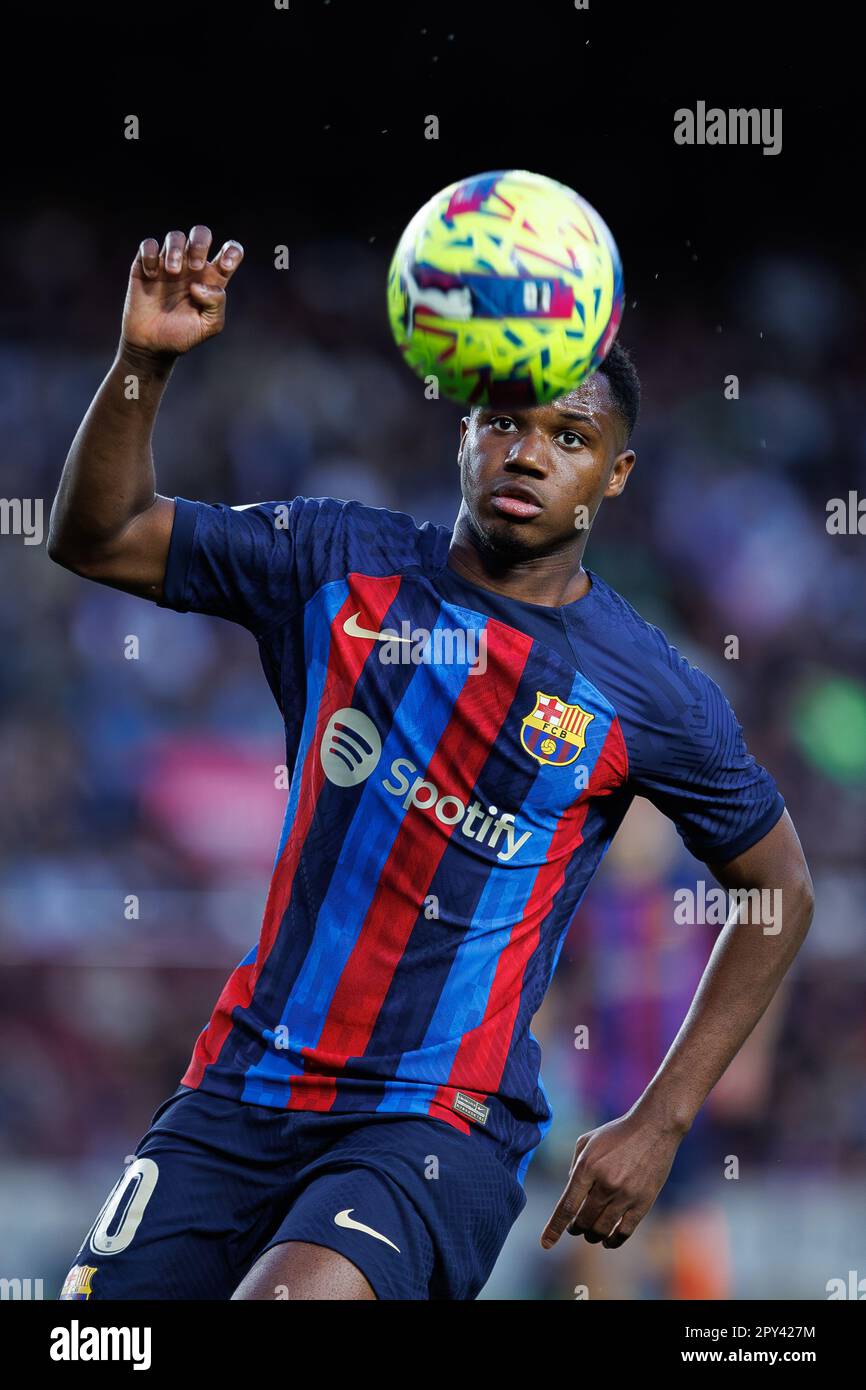 Barcelona, Spain. 2nd May, 2023. Ansu Fati in action during the LaLiga ...