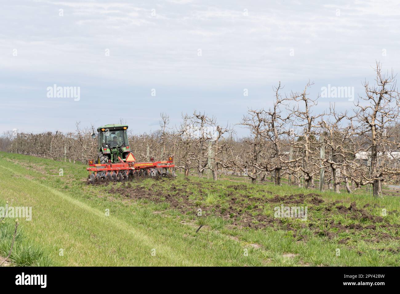 Lancaster County, Pennsylvania: April 6, 2023: Green John Deere tractor ...