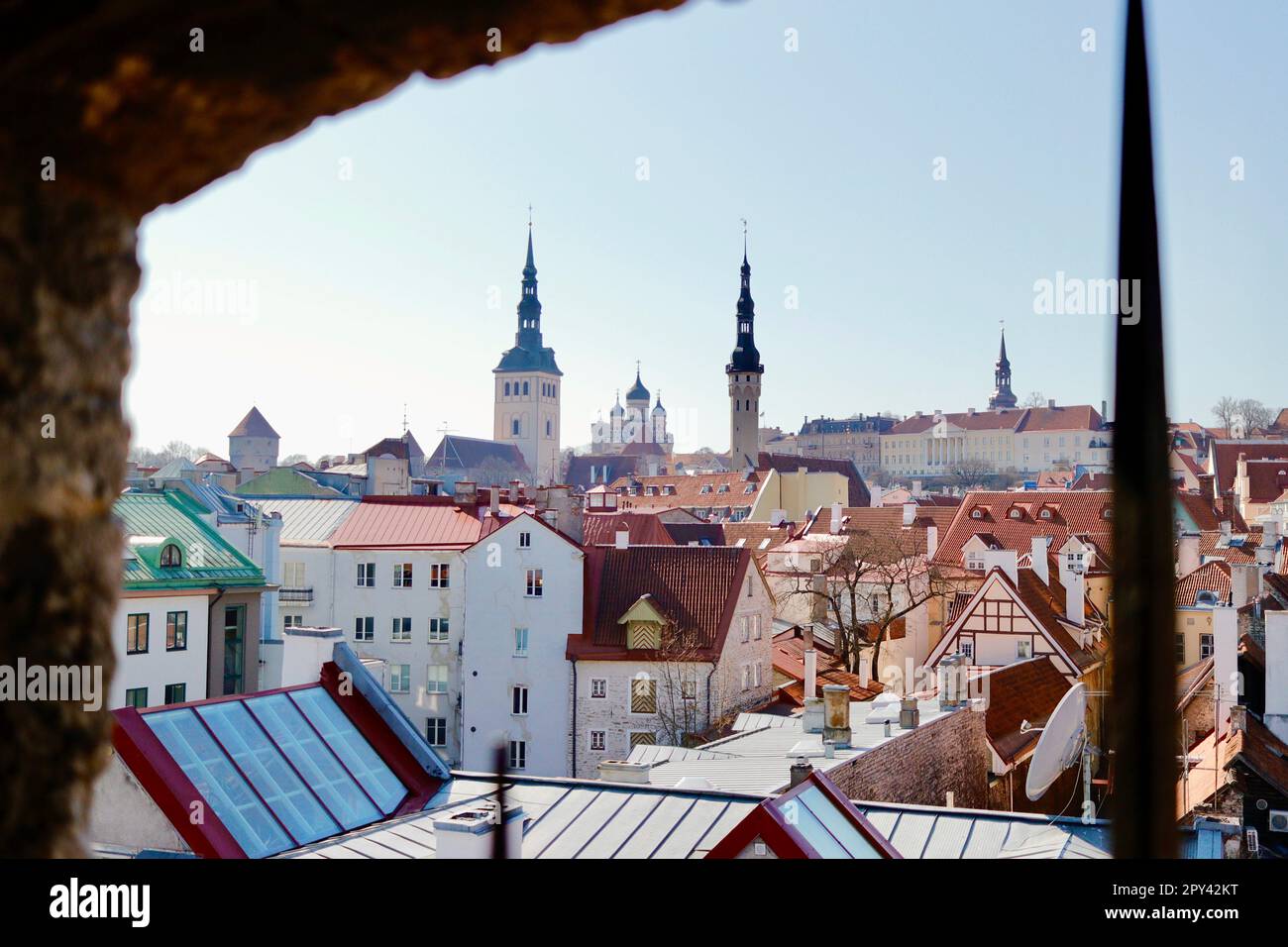 View from the city walls of Tallinn old town, Tallinn, Estonia Stock ...