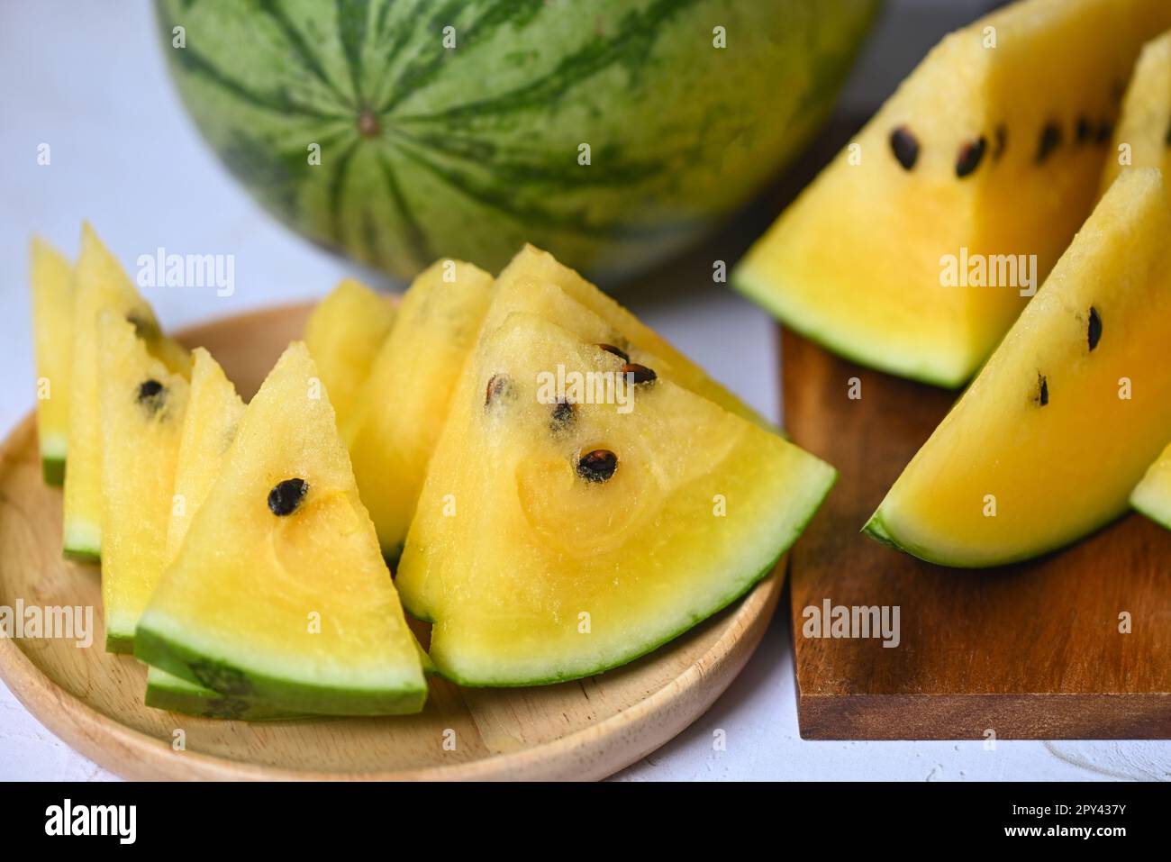 Sweet watermelon slices pieces fresh watermelon tropical summer fruit ...