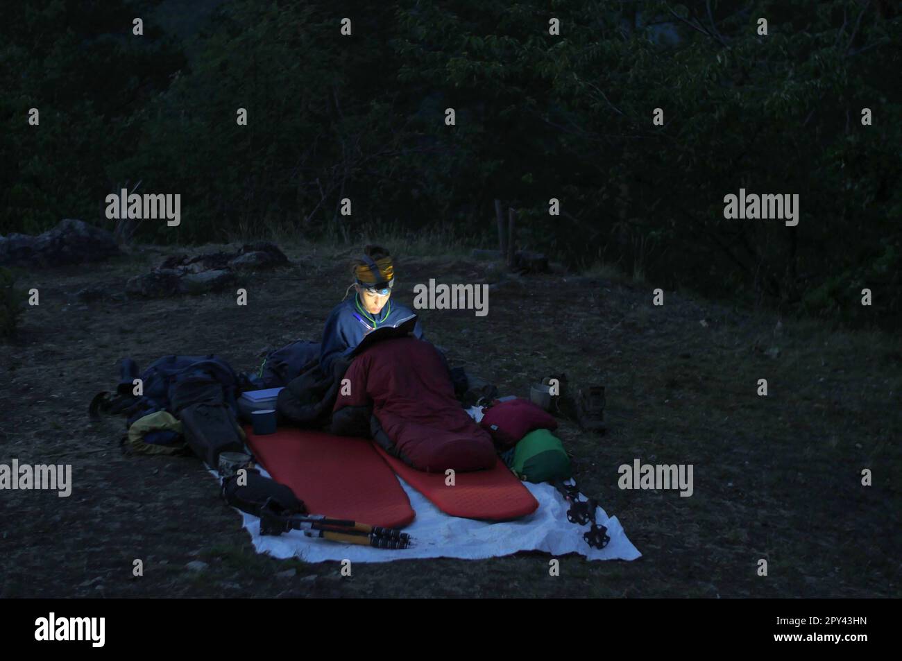 camping writing journal Stock Photo - Alamy