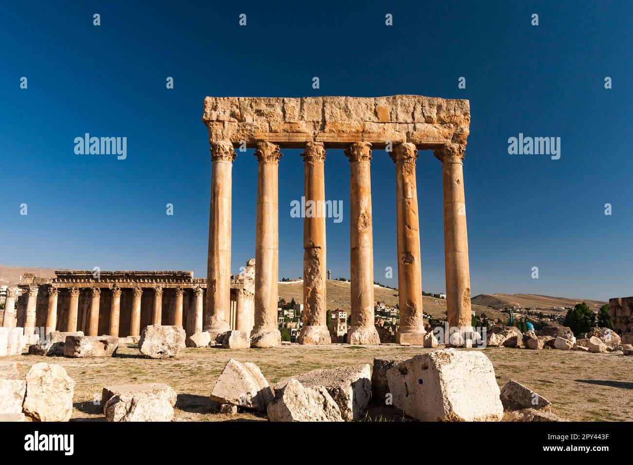 Baalbek, Temple of Jupiter, Largest Roman temple, colossal pillars, Bekaa valley, Baalbek ...