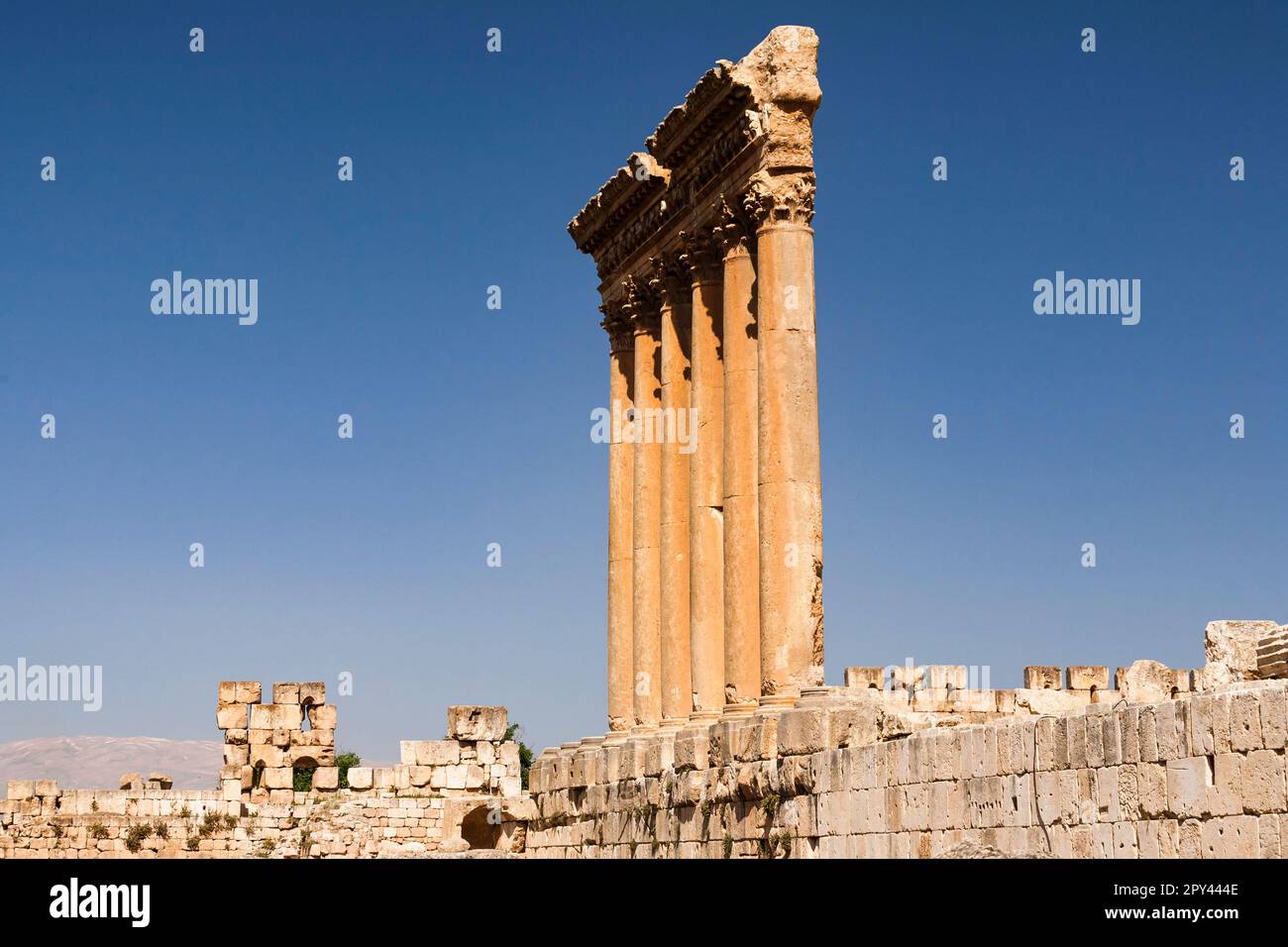 Baalbek, Temple of Jupiter, Largest Roman temple, colossal pillars, Bekaa valley, Baalbek ...