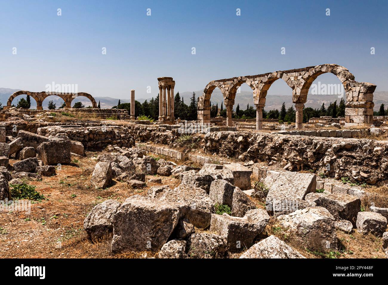 Anjar ruins, ancient Umayyad palace-city, by Caliph Walid I, 8th ...