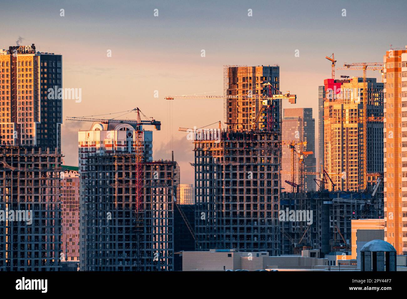 Russia, Moscow. A view of the construction site of a residential ...