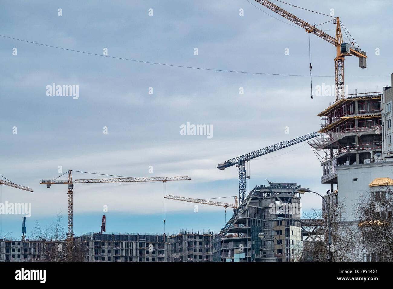 Russia, Moscow. A view of the construction site of a residential ...