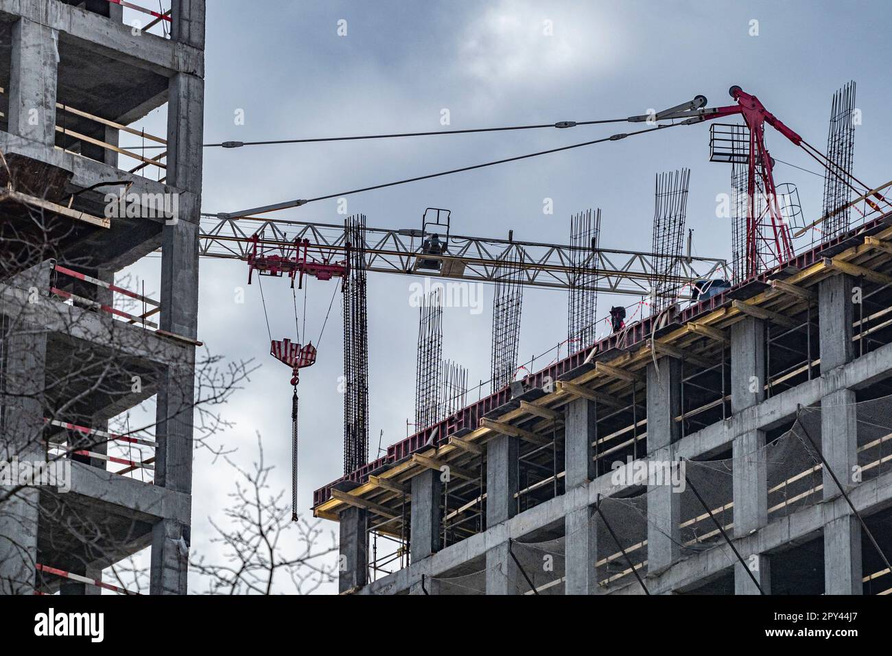 Russia, Moscow. A view of the construction site of a residential ...