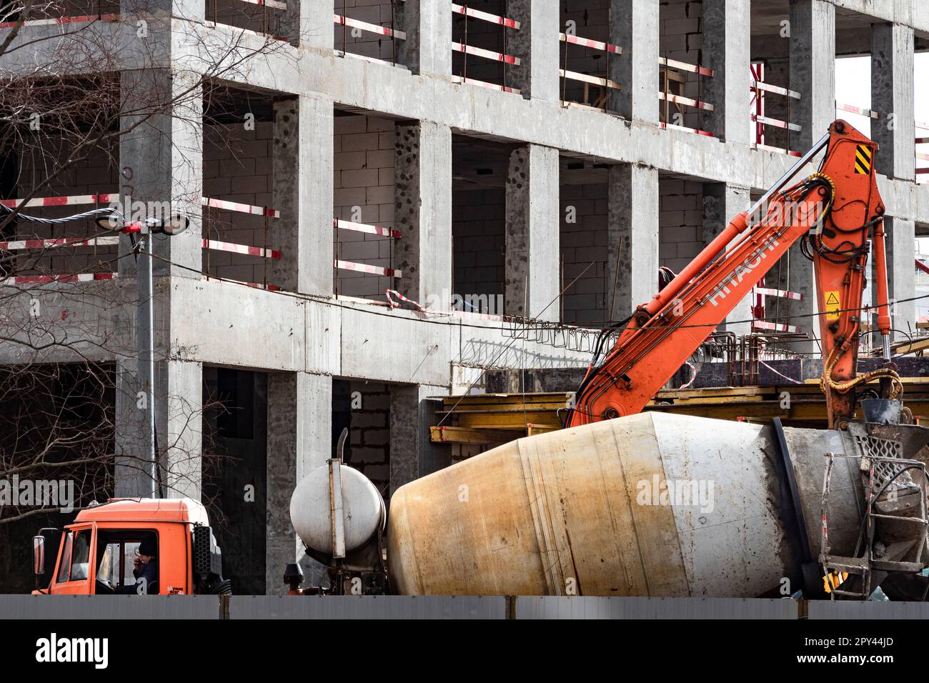 Russia, Moscow. A view of the construction site of a residential ...