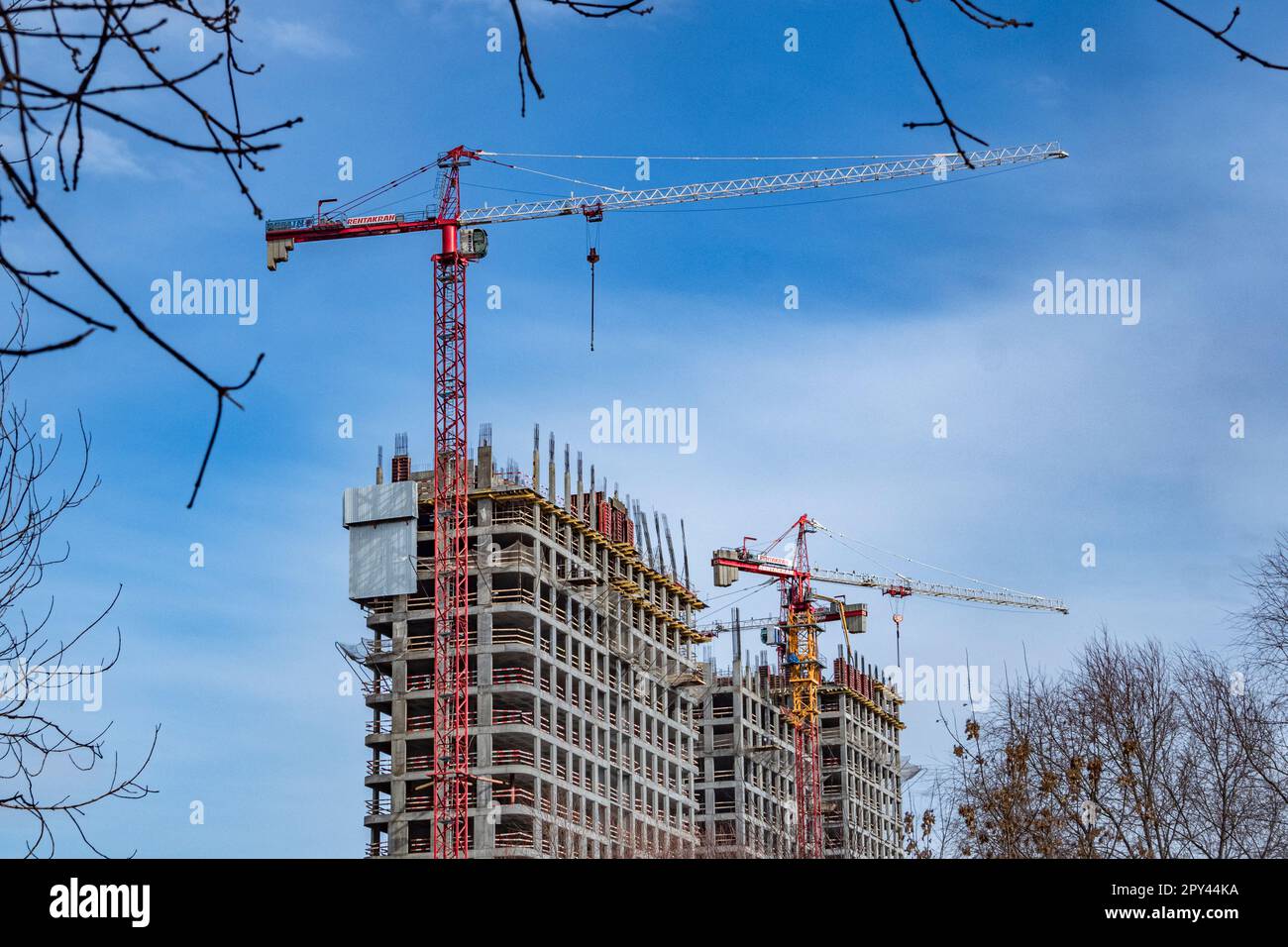 Russia, Moscow. A view of the construction site of a residential ...