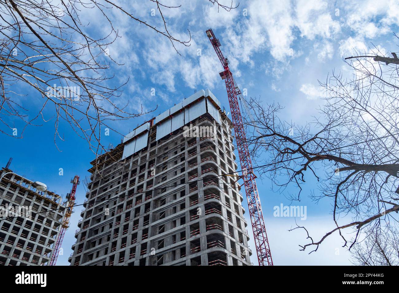 Russia, Moscow. A view of the construction site of a residential ...