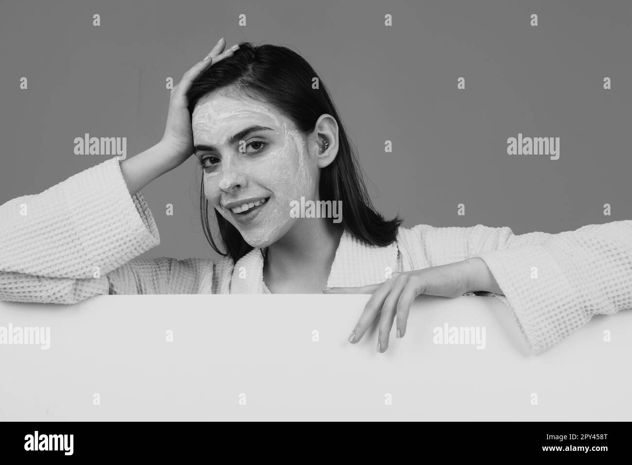 Beautiful woman, female skin care, close up face beauty portrait ...