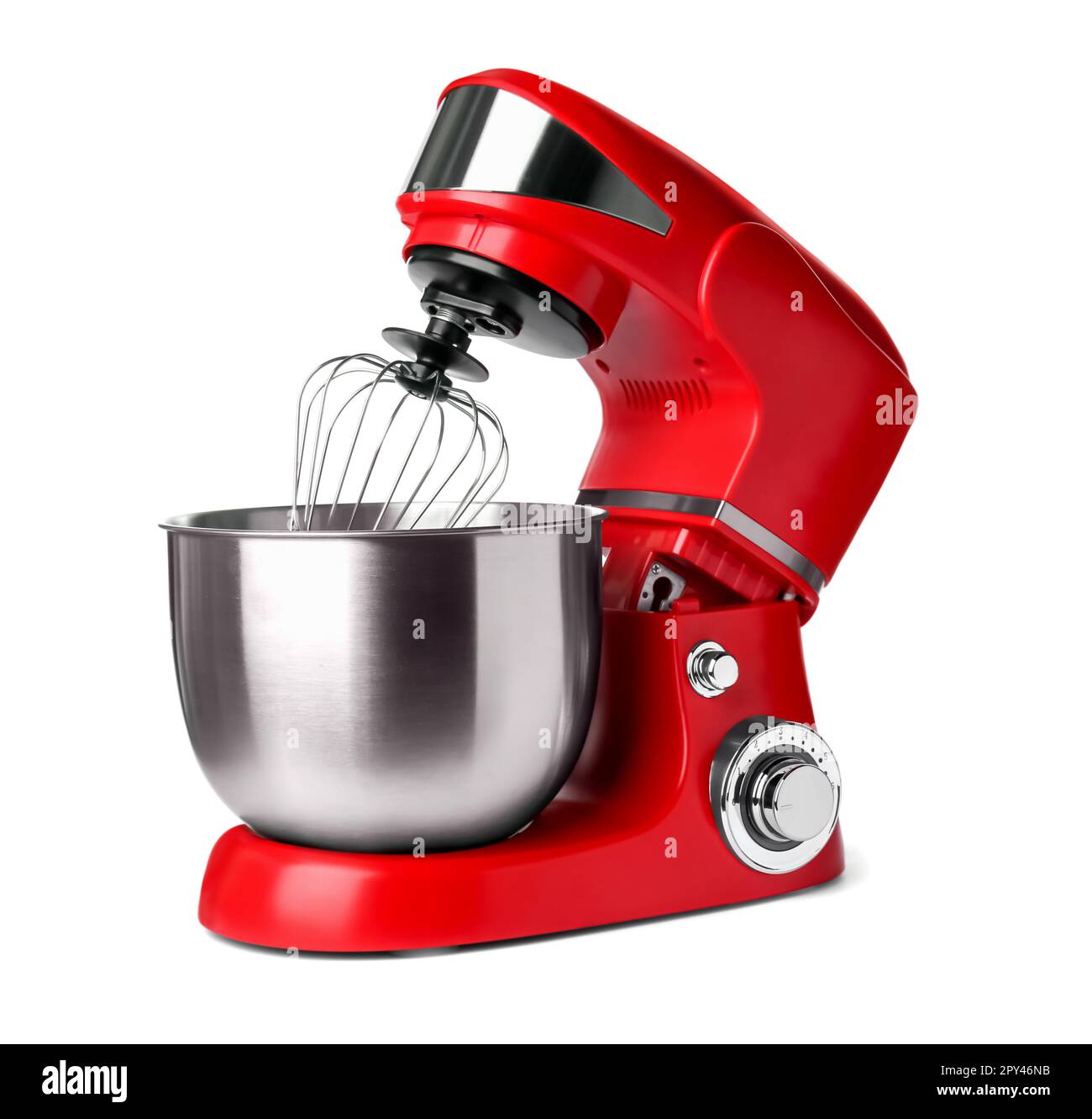 Modern red stand mixer isolated on white Stock Photo - Alamy