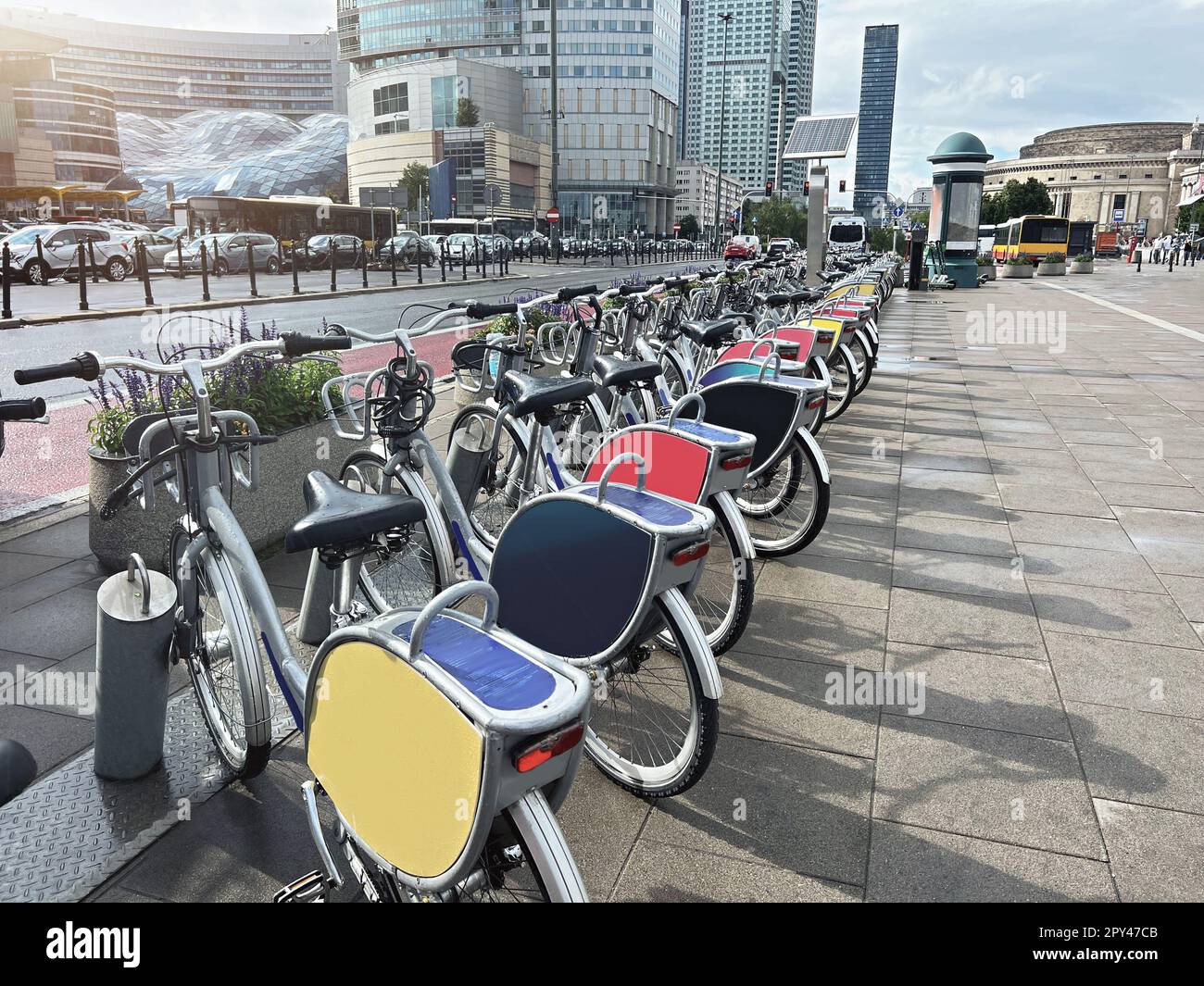 Row parked different bicycles hi-res stock photography and images - Alamy