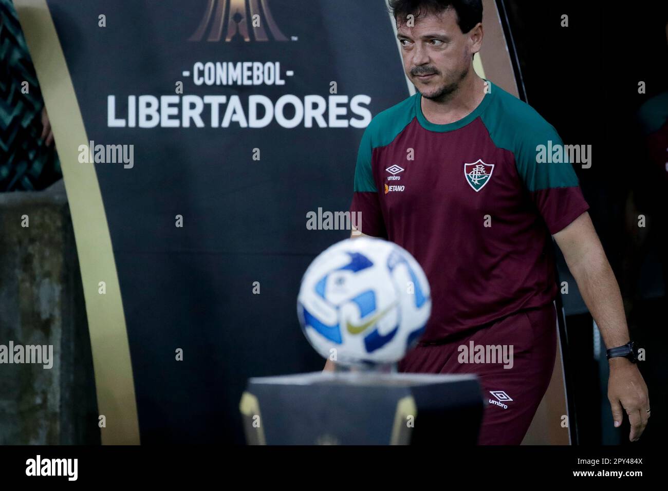 Coach Fernando Diniz of Brazil's Fluminense enters the field prior to a ...