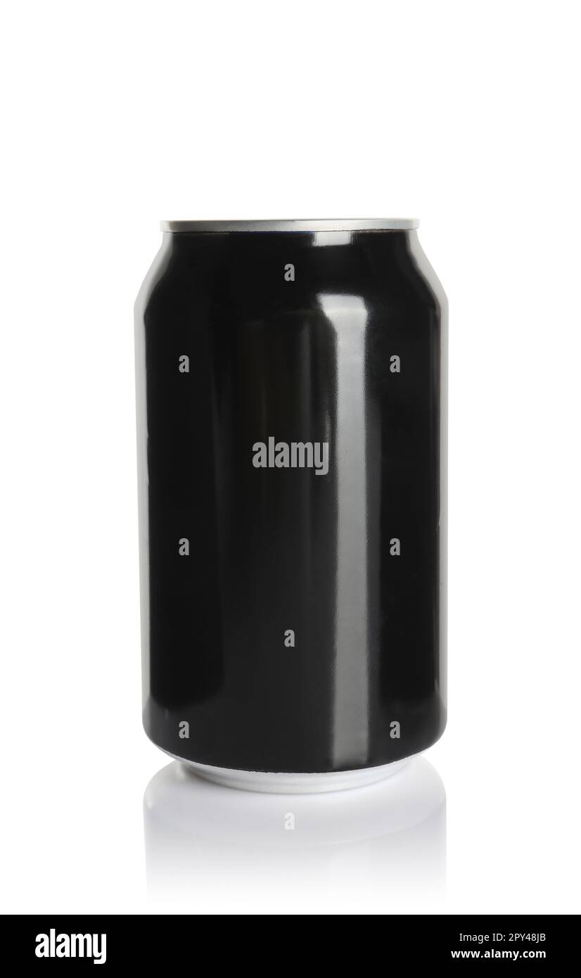 Black aluminum can isolated on white. Mockup for design Stock Photo - Alamy