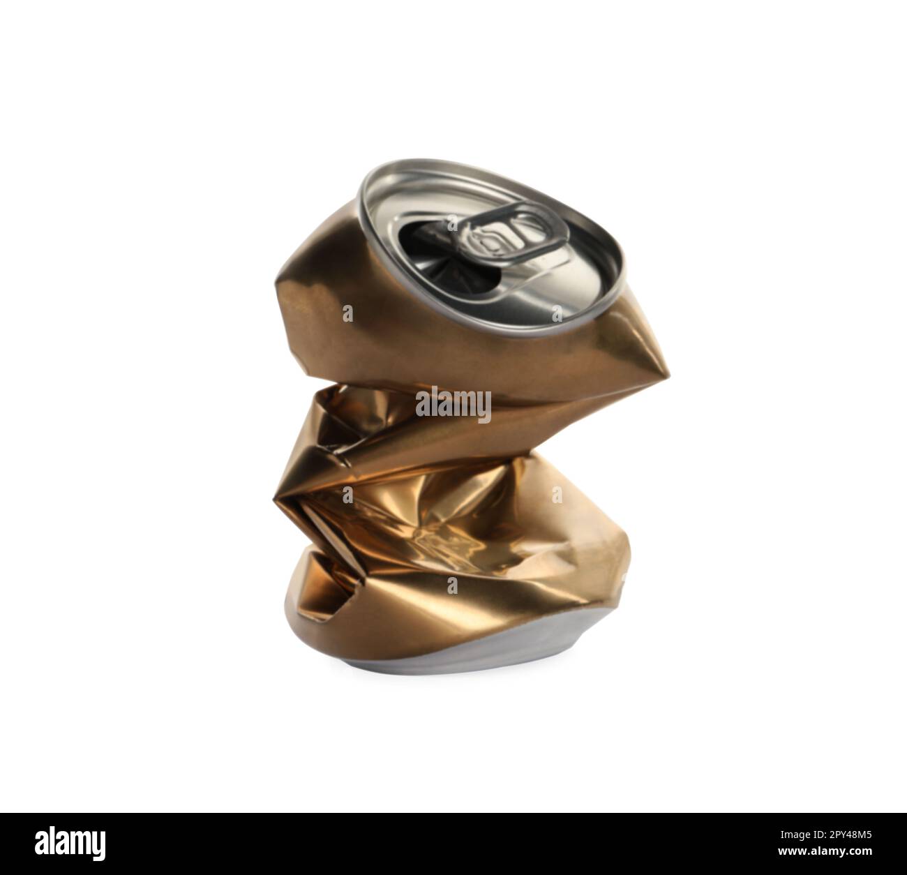 Golden crumpled can with ring isolated on white Stock Photo - Alamy
