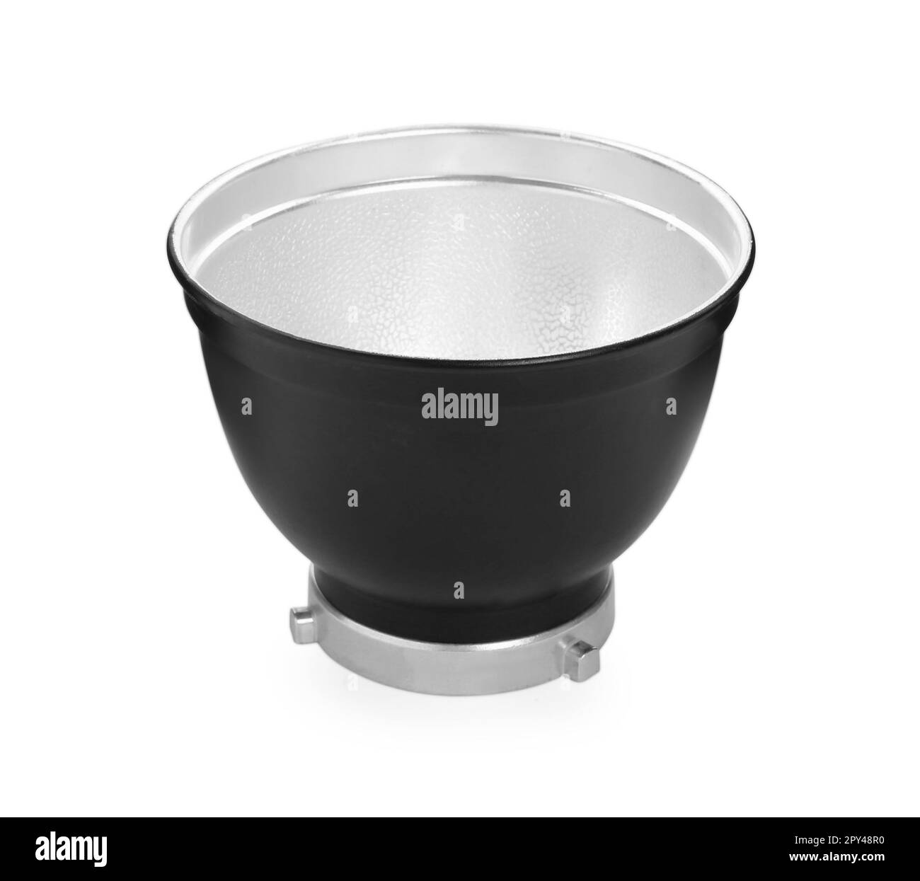 Studio flash light reflector isolated on white. Professional ...