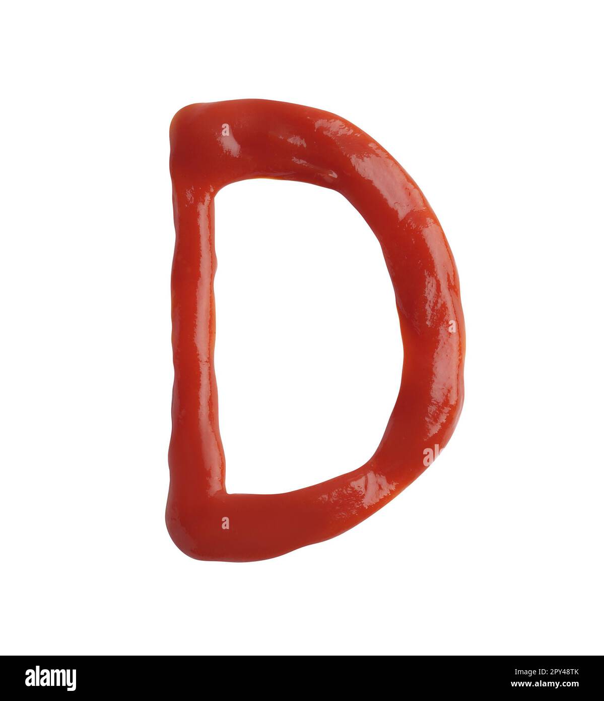 Letter D written with ketchup on white background Stock Photo - Alamy