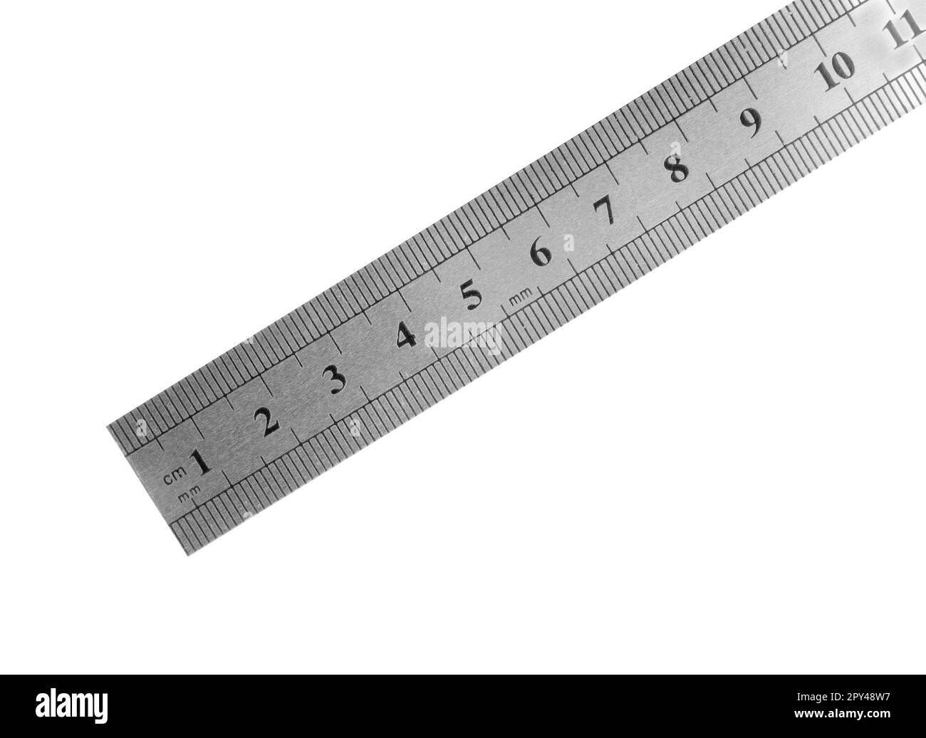 Metal ruler isolated on white top view Stock Photo Alamy