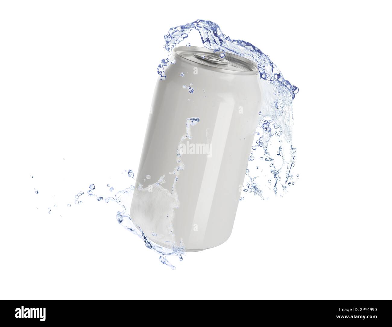 Aluminum can with splash of water on white background Stock Photo - Alamy