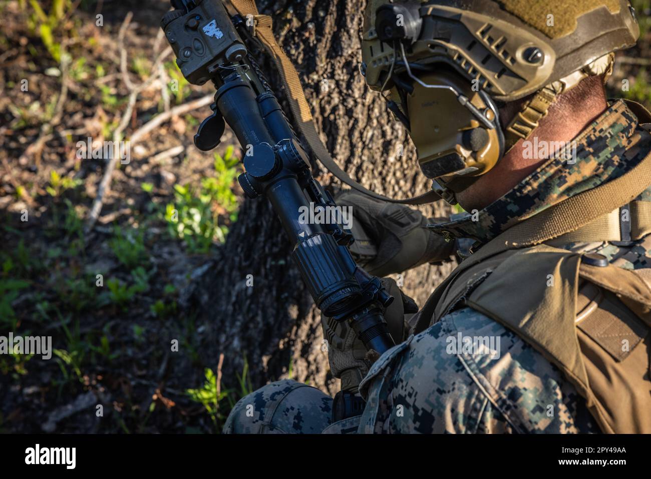 A U.S. Marine with Infantry Battalion Experiment, 3rd Marine Division ...