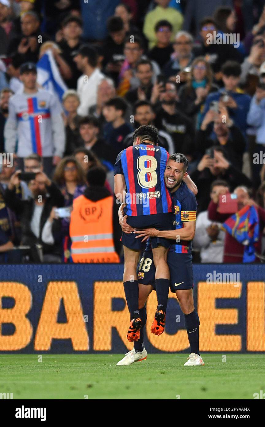 Barcelona, Esp. 02nd May, 2023. FC BARCELONA vs CA OSASUNA May 2, 2023 Jordi Alba (18) of FC ...