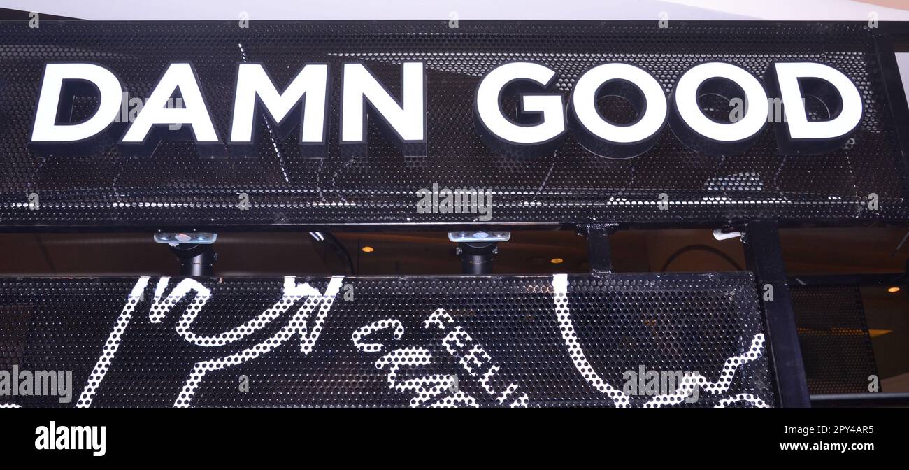Sign, signage, notice says: 'DAMN GOOD' Stock Photo - Alamy