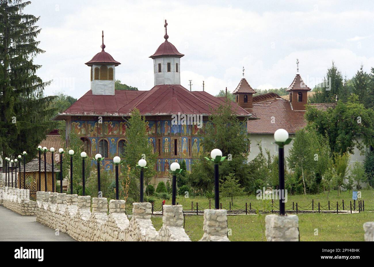 Timis County, Romania, approx. 2002. Exterior view of Izvorul lui Miron ...