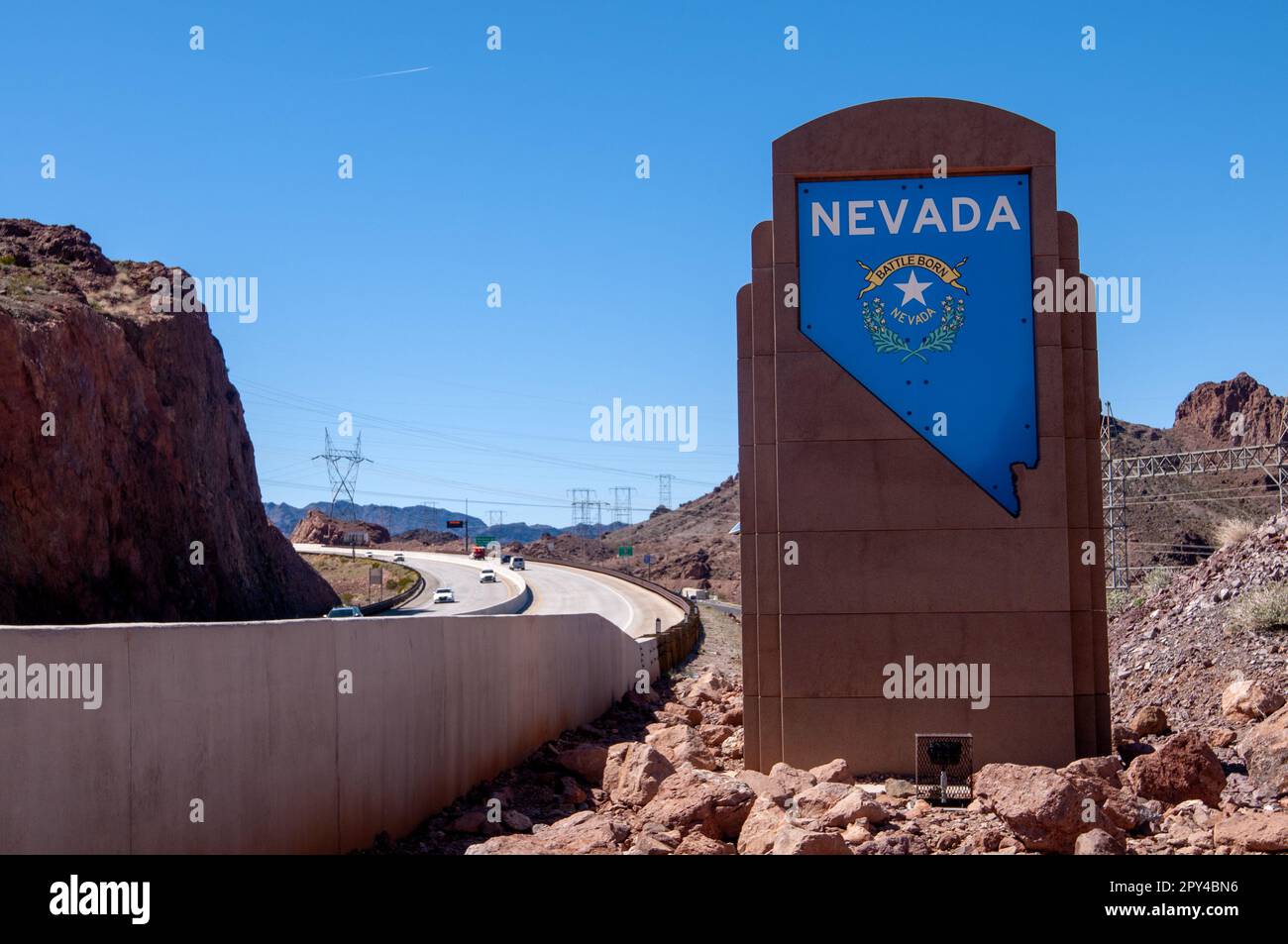 Nevada state line along the Arizona boarder. Arizona Stock Photo - Alamy