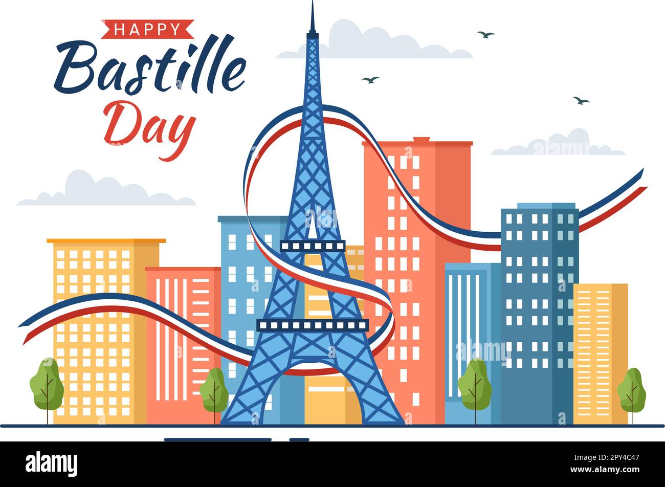 Happy Bastille Day on 14 july Vector Illustration with French Flag and ...