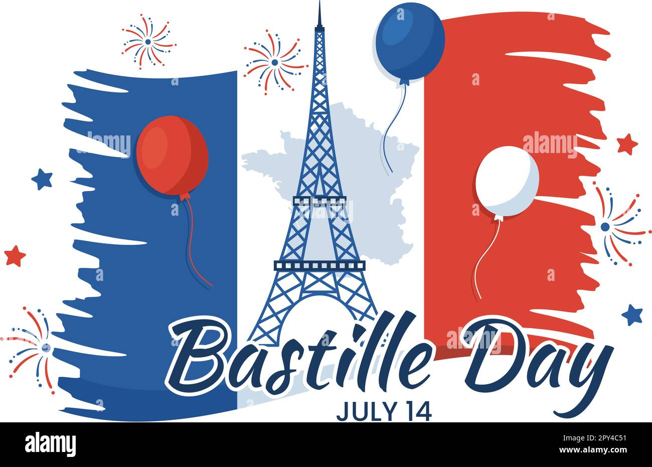 Happy Bastille Day on 14 july Vector Illustration with French Flag and ...
