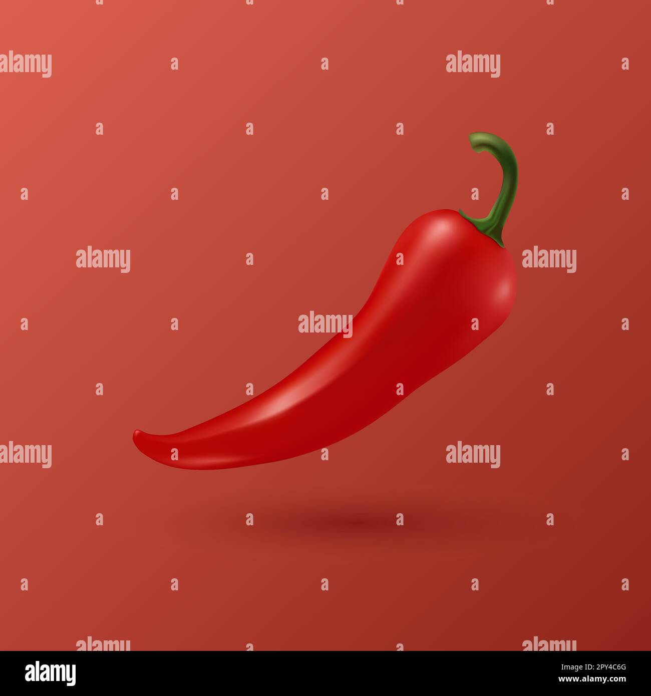 Vector 3d Realistic Red Whole Flying Fresh and Hot Chili Pepper Closeup ...