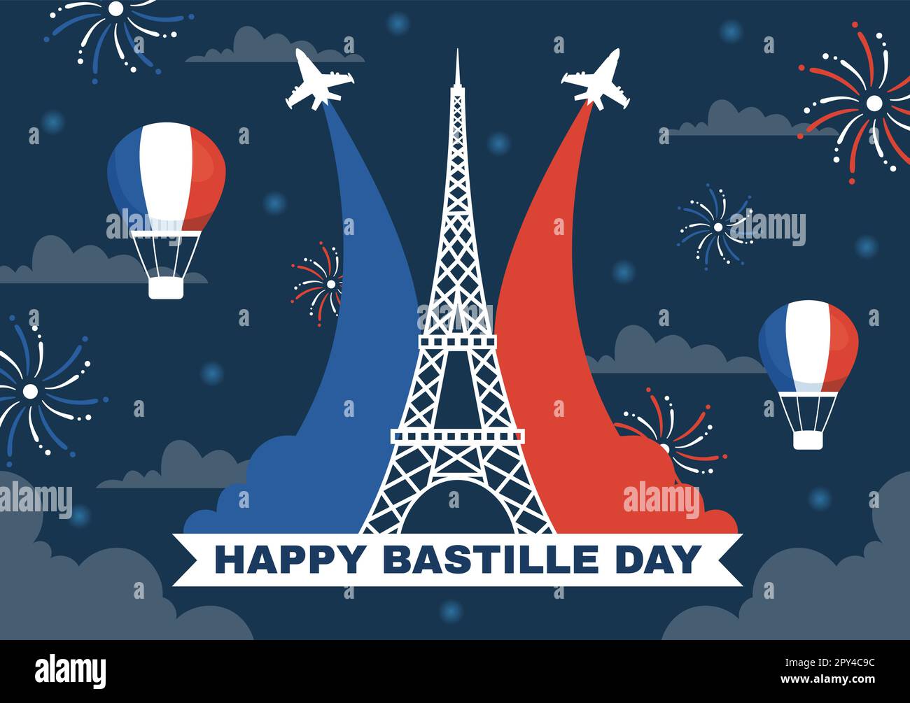 Happy Bastille Day on 14 july Vector Illustration with French Flag and ...
